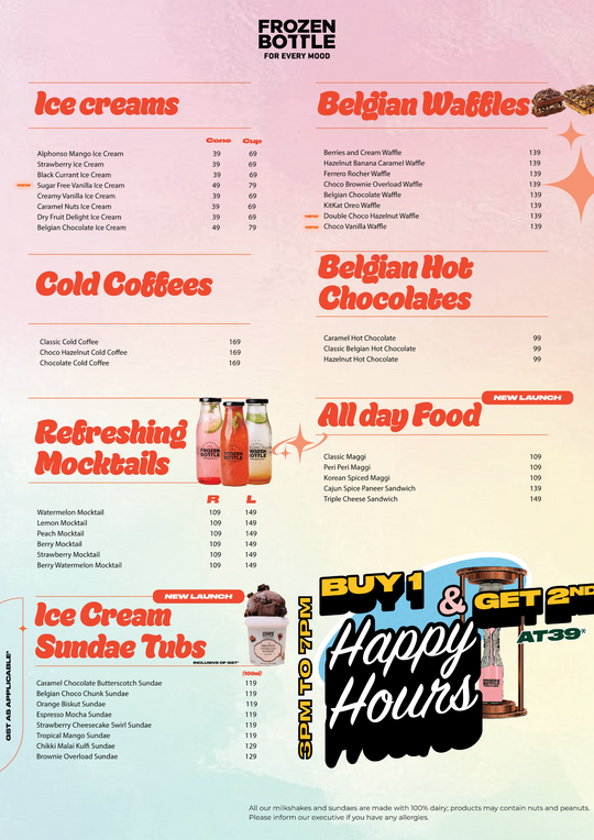 Frozen Bottle Store Menu | Order your favorite Desserts